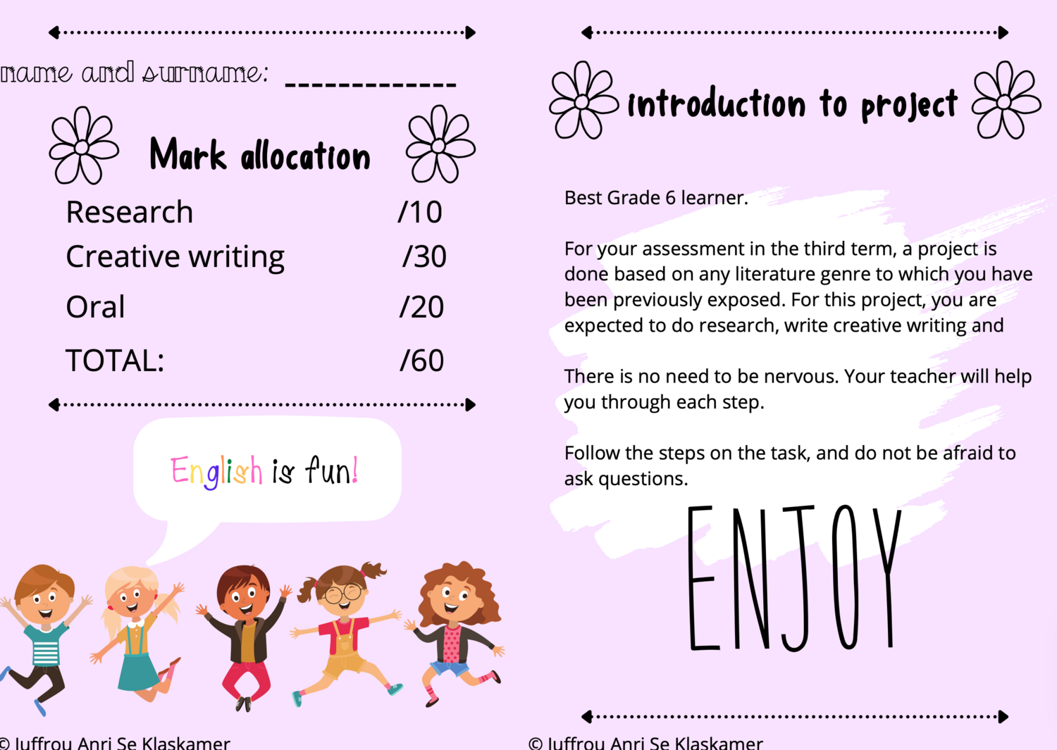 Grade 6 English First Additional Language Term 3 Project drama 