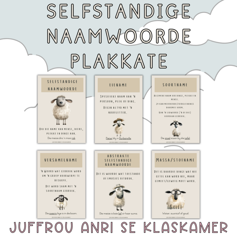 SELFSTANDIGE NAAMWOORDE PLAKKATE - SKAPIES