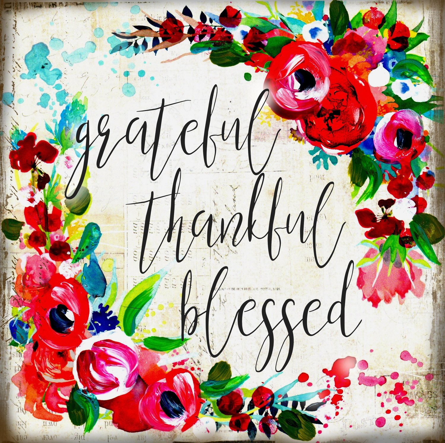 Grateful Thankful Blessed Print On Wood And Print To Be Framed