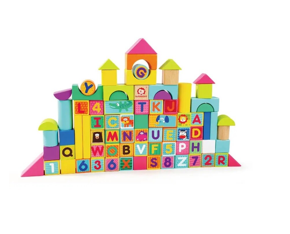 BLOQUES DE MADERA CON ABECEDARIO Y NUMEROS