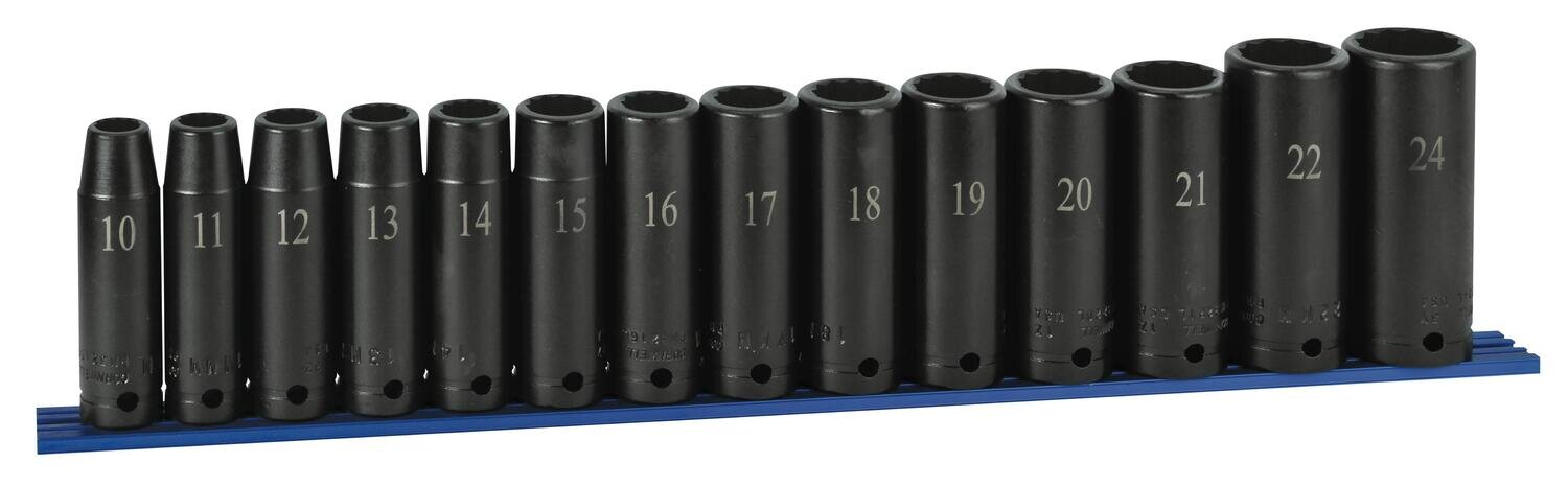 STI3114LMSP - 14 Piece 1/2” Drive Metric Deep Power Socket Set, 12 Point