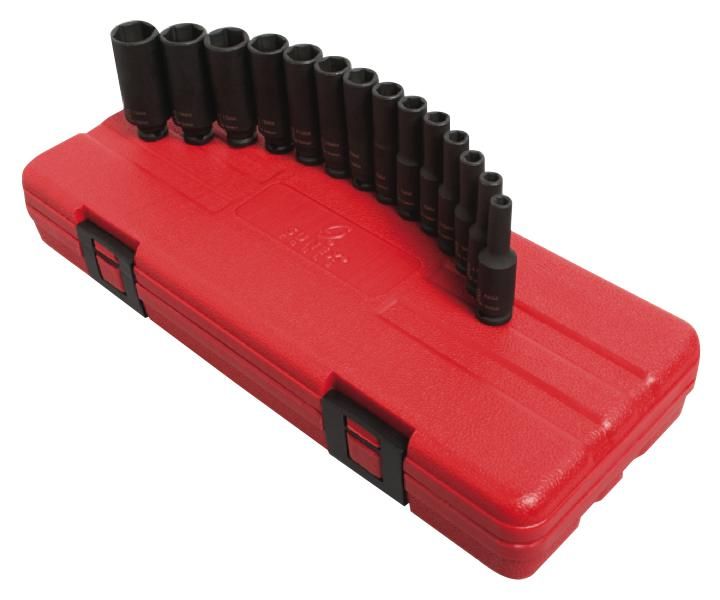 SUN1831 - 14 Piece 1/4" Drive Metric Deep Magnetic Impact Socket Set, 6 ...