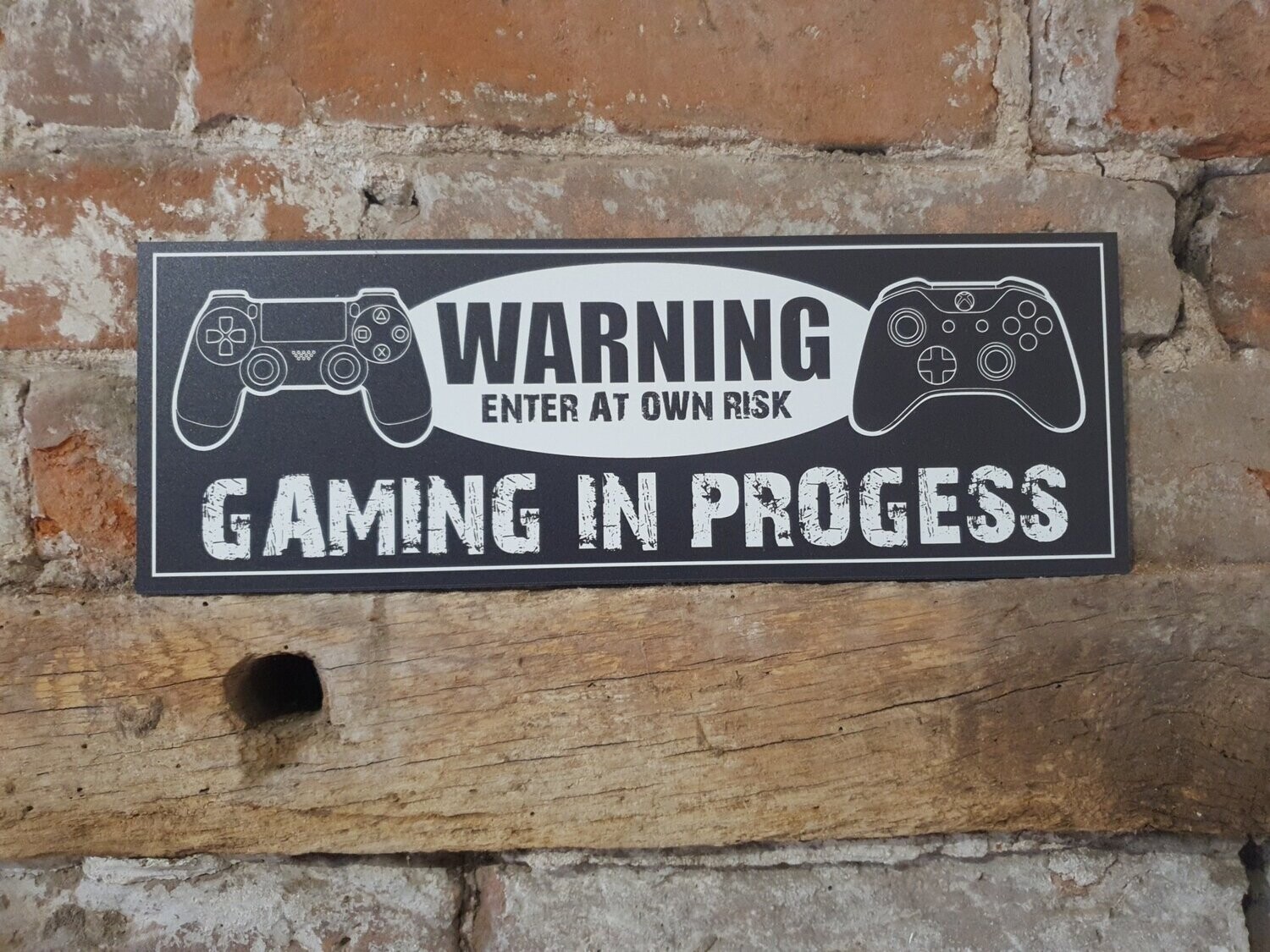 Black - Gaming In Progress Signs H 10.5cm x W 29cm