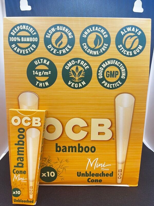 OCB BAMBOO UNBLEACHED CONE MINI 70MM 10X32PK