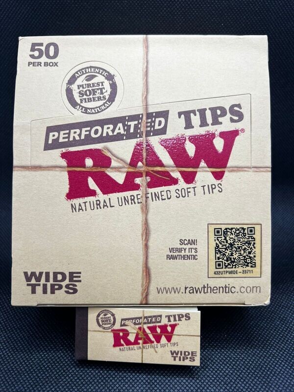 RAW PERFORATED TIPS WIDE TIPS 50 PACKS/BOX 50 TIPS/PACK