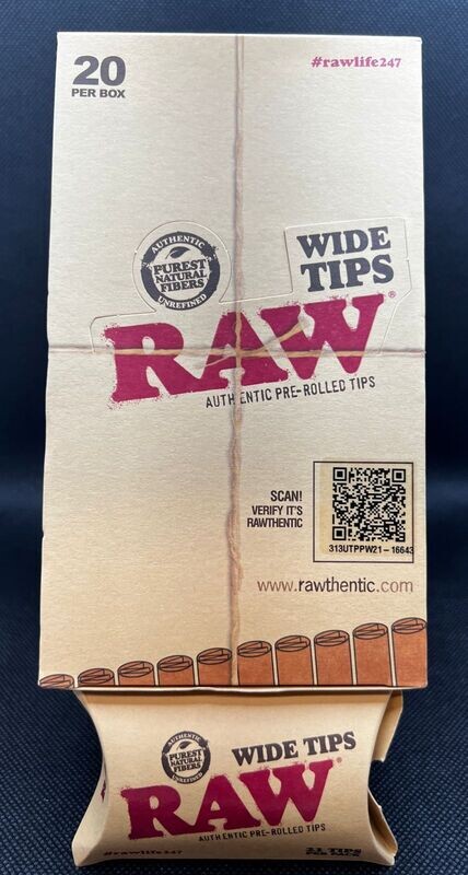 RAW PRE-ROLLED TIPS WIDE 21 TIPS/PK 20PK/BOX