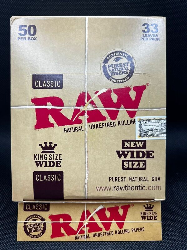 RAW CLASSIC KING SIZE WIDE 50PK/BOX 33 LEAVES/PK