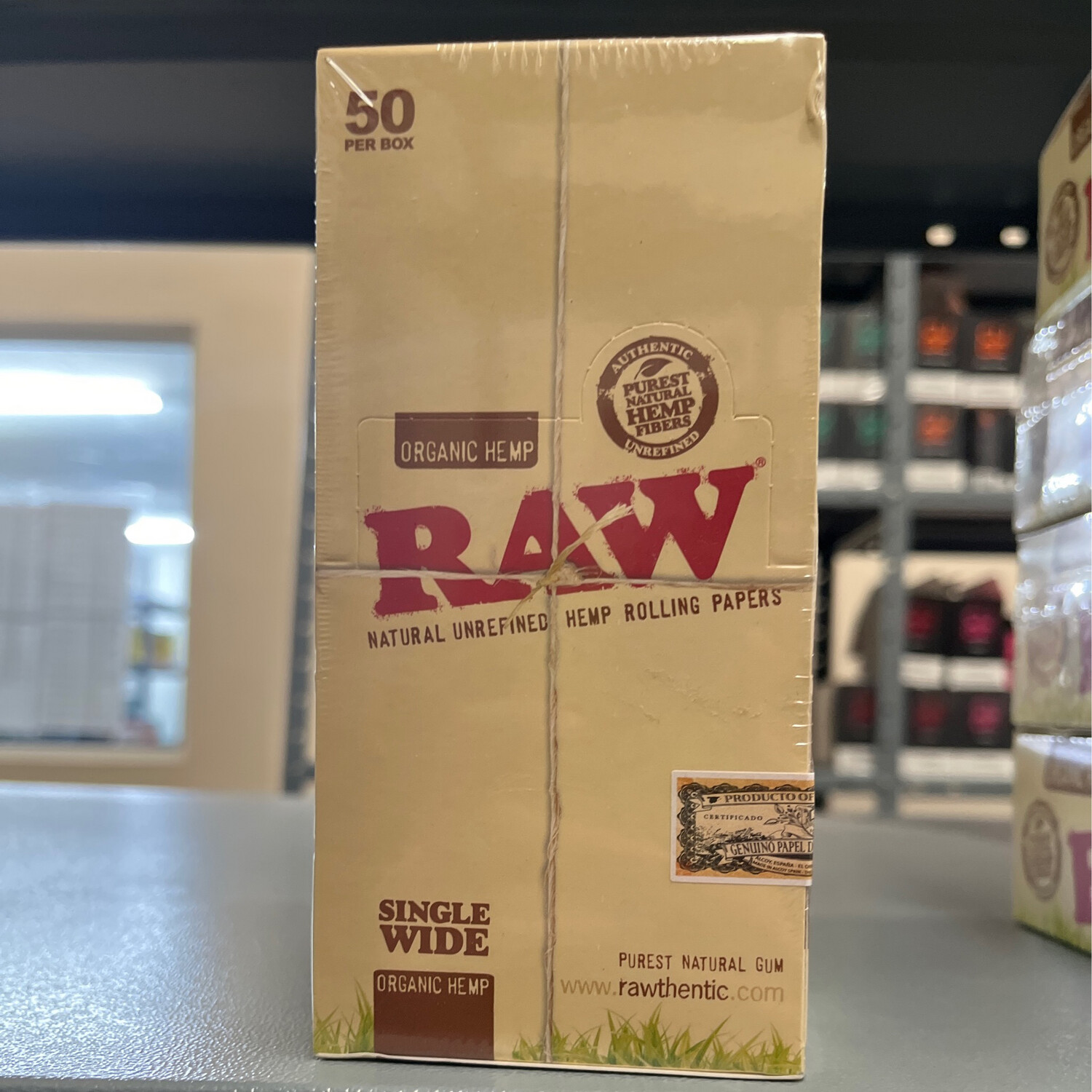 RAW ORGANIC SINGLE WIDE 50 PACKS/BOX 50 LEAVES/PACK