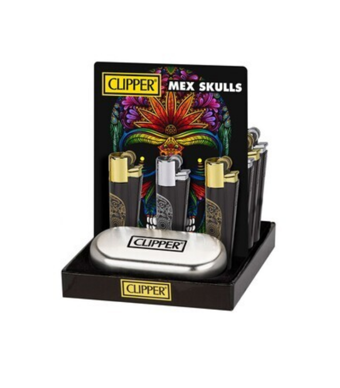 CLIPPER FULL METAL W CASE SKULL 12/PK