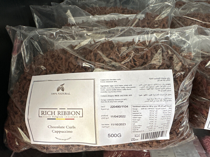 Rich ribbon chocolate curls cappuccino 500g