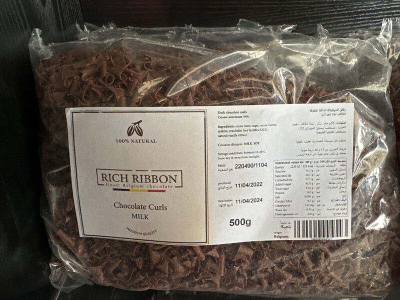 Rich ribbon chocolate curls milk 500g