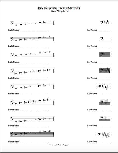 Free Key Signature Scale Matchup Worksheets - Curriculum Programs ...