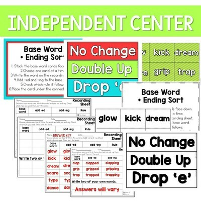 Inflectional Endings: Adding -ed and -ing to base words (verbs) - Shop ...