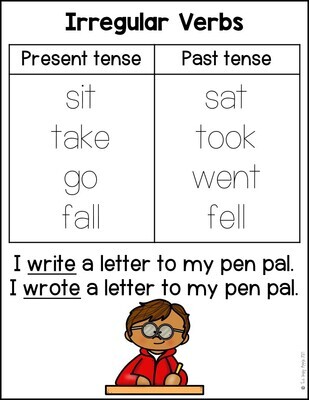 Irregular Verbs Activities, Worksheets, Anchor Chart One Week of Lesson ...