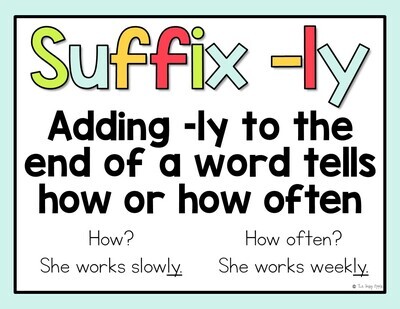 Suffix: ly anchor chart, activities, worksheets, posters, printable ...