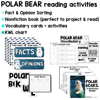 Polar Bears Activities: Nonfiction Reading Writing Science Polar Bear ...