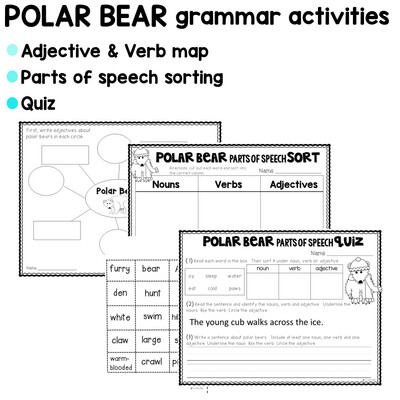 Polar Bears Activities: Nonfiction Reading Writing Science Polar Bear ...