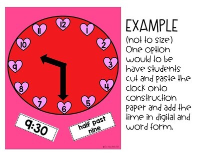 Valentine's Day Craft Math Activity Telling Time Valentine Bulletin ...