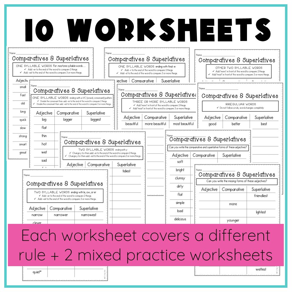 Comparative And Superlative Adjective Worksheets