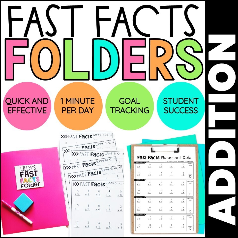 Addition Fast Fact Folders Math Fact Fluency - Shop - The Sassy Apple