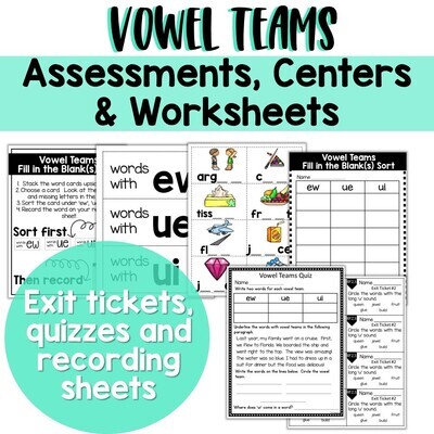 Vowel Teams Activities Worksheets Reading Passages Writing BUNDLE ...