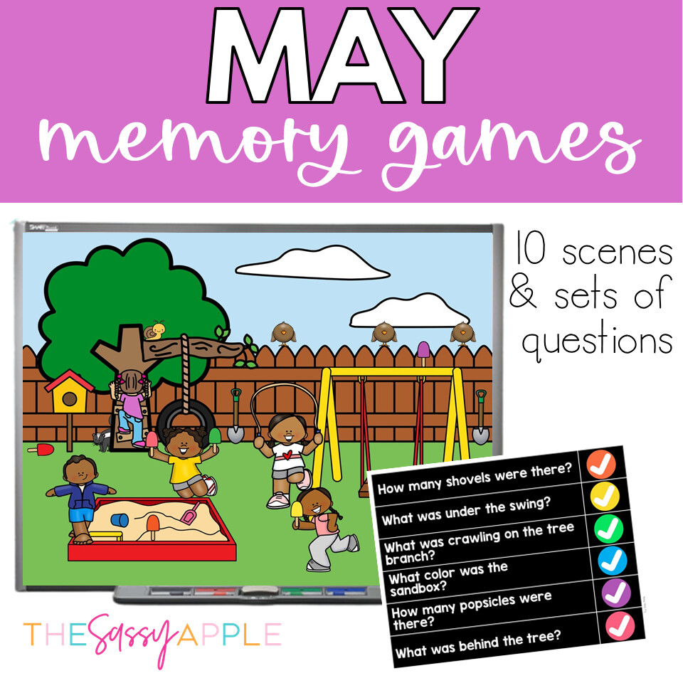May Memory 10 Scenes & Questions Morning Meeting Activities Brain ...