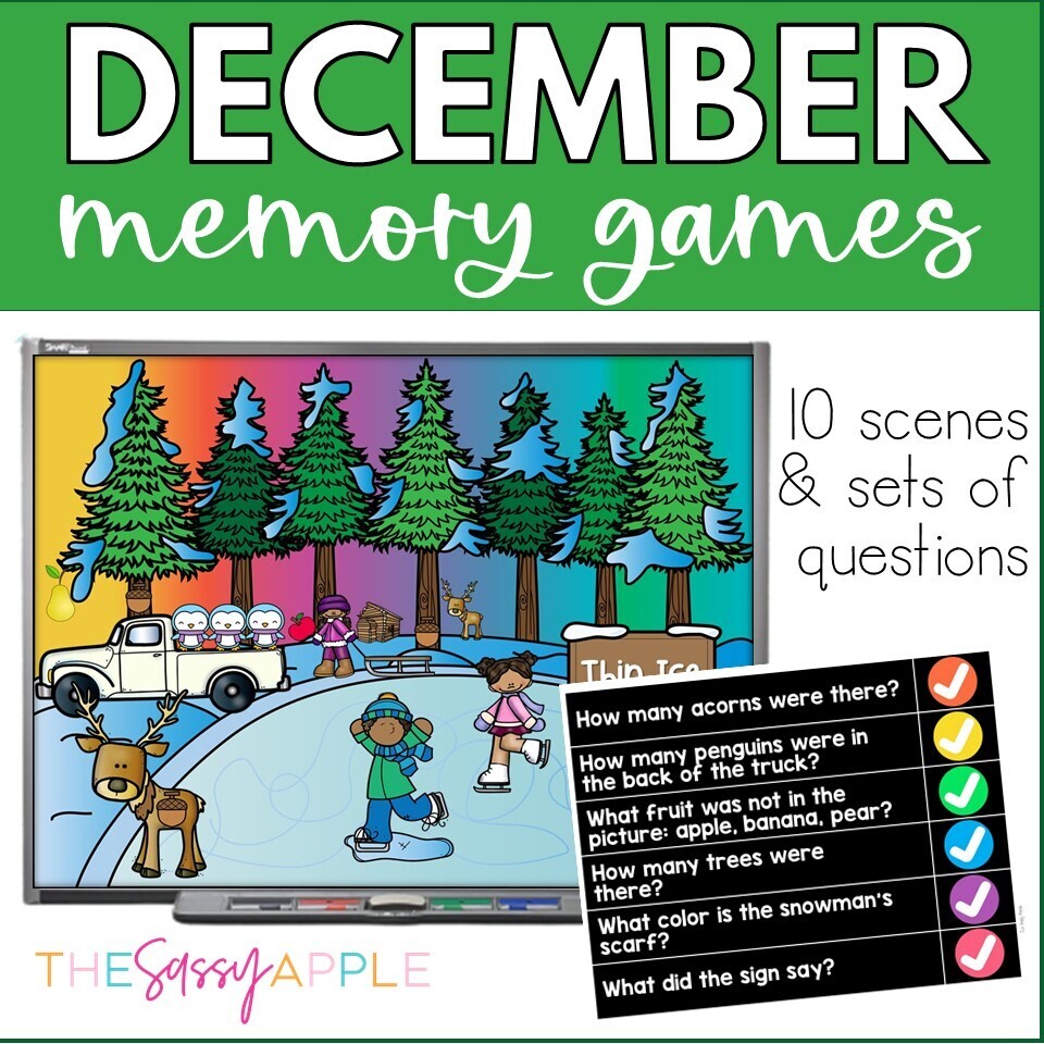 December Morning Meeting Brain Break Memory Game Winter Activities ...