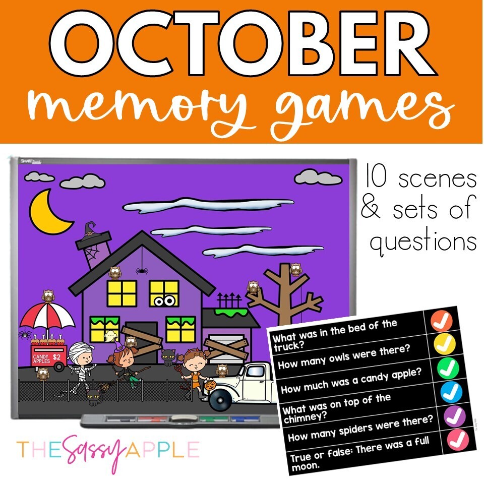 October Morning Meeting Activities Brain Breaks Memory 10 Scenes ...