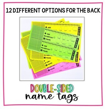 Editable Student Name Tags Desk Plates with Math Reference Tools Back ...