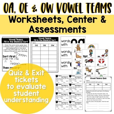 OA OE OW Worksheets Activities Long O Vowel Teams - Shop - The Sassy Apple