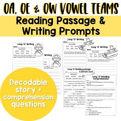OA OE OW Worksheets Activities Long O Vowel Teams - Shop - The Sassy Apple