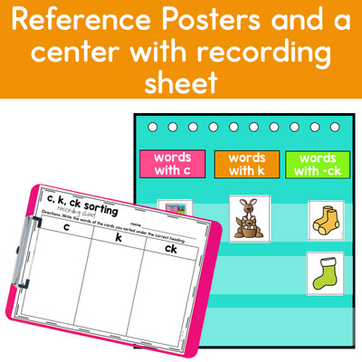 Phonics /K/ Sound Spelling Digraph -ck, c & k Practice Worksheet ...