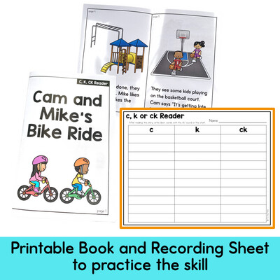Phonics /K/ Sound Spelling Digraph -ck, c & k Practice Worksheet ...