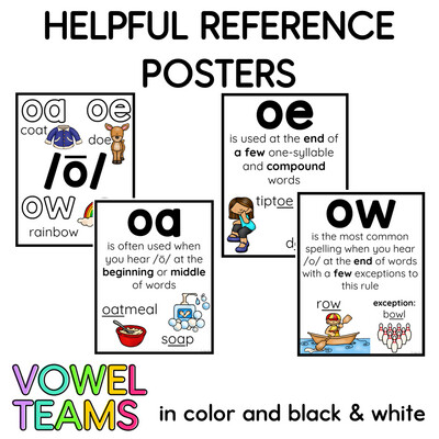 OA OE OW Worksheets Activities Long O Vowel Teams - Shop - The Sassy Apple