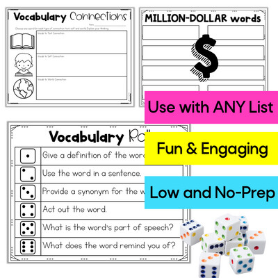 Vocabulary Activities Use with ANY Word List Graphic Organizers ...