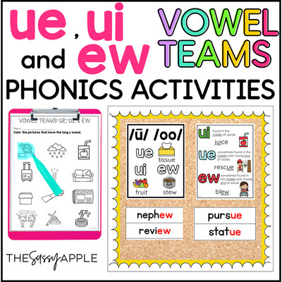 Long U Vowel Teams UE EW Worksheets Activities Decodable Reading ...