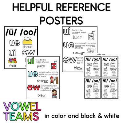 Long U Vowel Teams UE EW Worksheets Activities Decodable Reading ...