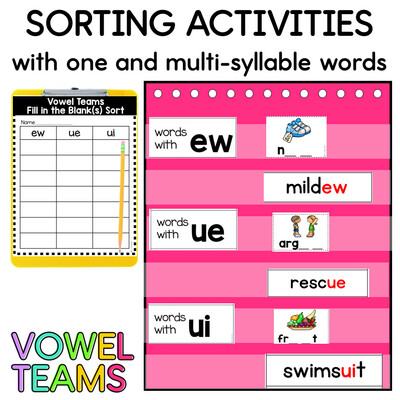 Long U Vowel Teams UE EW Worksheets Activities Decodable Reading ...