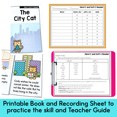 Hard C and Soft C Worksheets Book Sort Activities Anchor Chart ...