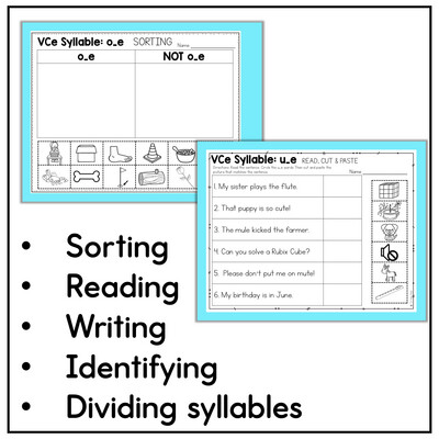 Vowel Consonant E Syllables Activities Silent E Worksheets Long Vowels ...