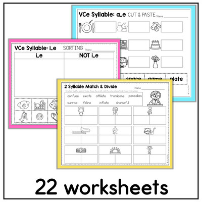 Vowel Consonant E Syllables Activities Silent E Worksheets Long Vowels ...