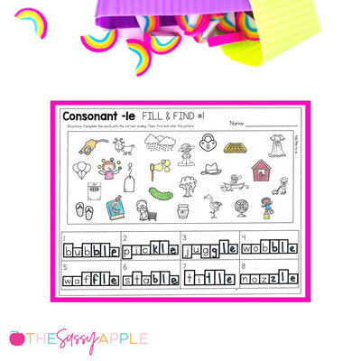 Consonant -le Worksheets Word Work Activities Final Stable Syllables ...
