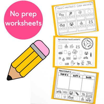 Hard C and Soft C Worksheets Book Sort Activities Anchor Chart ...