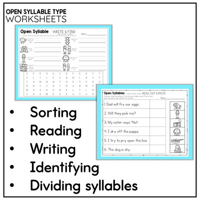 Open Syllables Worksheets Science of Reading Phonics Word Work ...