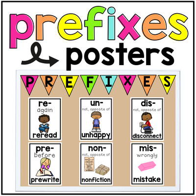 Prefixes Posters Prefix Word Wall Anchor Charts Reference Posters - Shop - The Sassy Apple