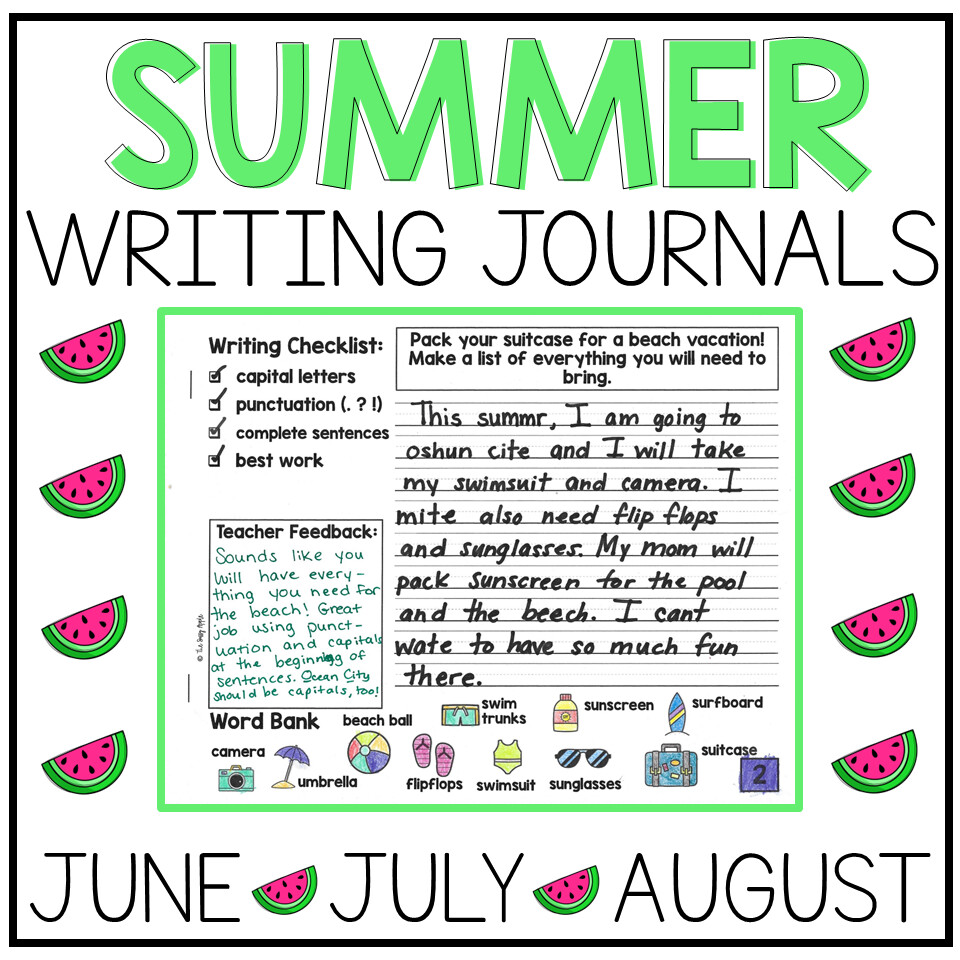 Summer Writing Prompts Journals June July August - Shop - The Sassy Apple