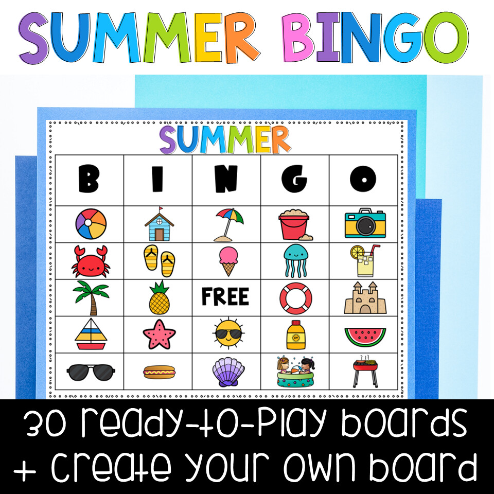 Summer Bingo Game Fun End of the Year Activities Games Ready-to-Play ...