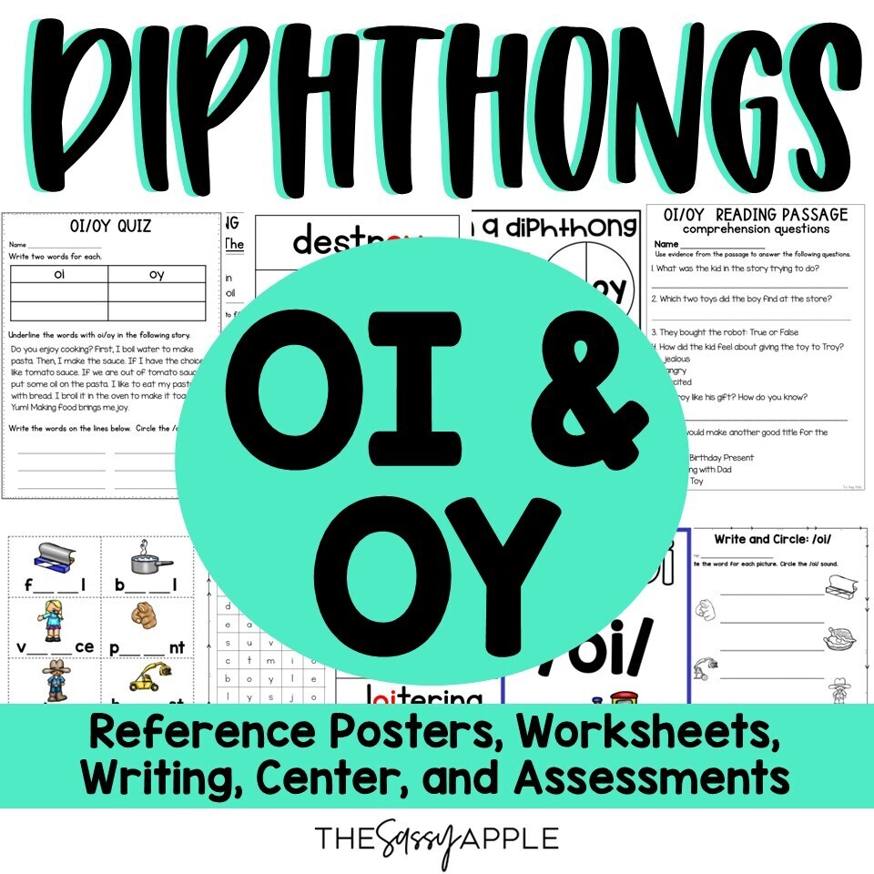 Diphthongs OI & OY Activities Worksheets Reading Writing Comprehension ...