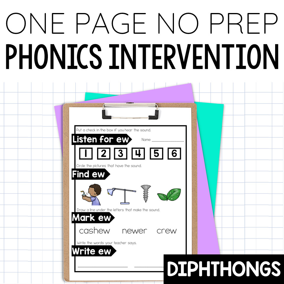 Diphthongs Worksheets Phonics Intervention Activities - Shop - The ...