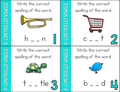 R-controlled Vowels Task Cards Worksheet Scoot Activity with Recording ...